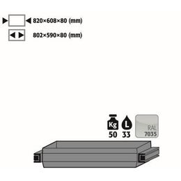 Auszugswanne Stawa-R f&uuml;r ASECOS Sicherheitsschr&auml;nke der UB90 Serie, Stahlblech, lichtgrau, B 820 x T 608 x H 91 mm, 33 l, bis 60 kg