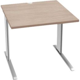 Sch&auml;fer Shop Sch&auml;fer Shop Pure Schreibtisch PLANOVA BASIC, Rechteck, C-Fu&szlig;, B 800 x T 800 x H 717 mm, Eiche/wei&szlig; + Kabelkanal