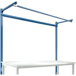 Manuflex Aufbauportal m. Ausleger, Grundtisch STANDARD Arbeitstisch/Werkbank UNIVERSAL/PROFI, 2000 mm, brillantblau