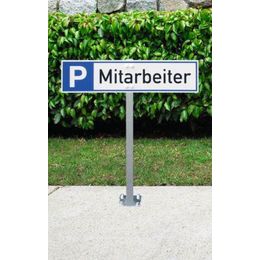 moedel Stahlspie&szlig;, zum Einschlagen von Parkplatzreservierungs-Schildern, Bodenplatte, inkl. Schauben, ohne Schild, H 500 mm, Stahl verzinkt
