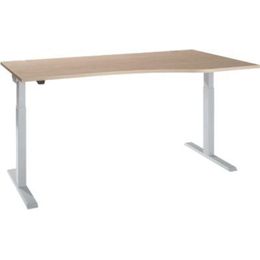 Sch&auml;fer Shop Sch&auml;fer Shop Select Schreibtisch ERGO-T 2.0, elektr. h&ouml;henverstellbar, Freiform Ansatz rechts, T-Fu&szlig;, B 1800 x H 715-1205 mm, Eiche-Dekor/wei&szlig;alu
