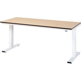 Rau Werktisch Adlatus, elektrisch h&ouml;henverstellbar, 22 mm MDF-Platte, bis 300 kg, B 2000 x T 800 x H 720-1120 mm, bRaun/lichtgRau