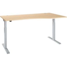 Sch&auml;fer Shop Sch&auml;fer Shop Select Schreibtisch ERGO-T 2.0, elektrisch h&ouml;henverstellbar, Freiform Ansatz rechts, T-Fu&szlig;, B 1800 x H 715-1205 mm, Ahorn/wei&szlig;alu