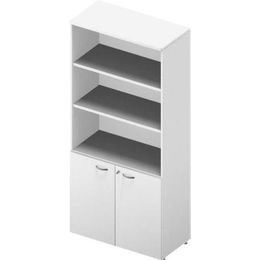 Regal-Schrank-Kombination ARLON OFFICE, 5 Ordnerhöhen, B 900 x T 450 x H 2000 mm, weiß/weiß