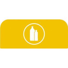 Hinweistafel f&uuml;r konfigurierbare Recyclingstation von Rubbermaid, f&uuml;r 87 Liter Beh&auml;ltereinheit, B 489 x H 203 x T 20 mm, Kunststoff, gelb