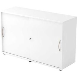 Schiebet&uuml;renschrank TARA, 2 Ordnerh&ouml;hen, B 1200 x T 400 x H 748 mm, abschlie&szlig;- & stapelbar, wei&szlig;