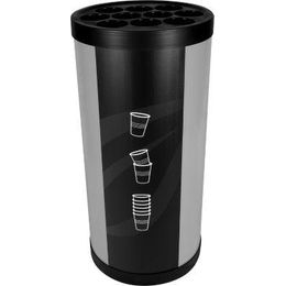 Bechersammler JUNIOR Schwarz, Einwurf&ouml;ffnung 80 mm, 10 R&ouml;hren