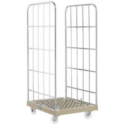 Rollbox, 2-seitig, Kunststoffbodenplatte, 724 x 815 x 1660 mm, grau (RAL 7032)