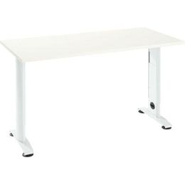 Sch&auml;fer Shop Home Office Tisch Login, C-Fu&szlig;, B 1300 x T 650 mm, wei&szlig;/verkehrswei&szlig;