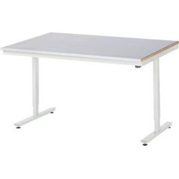 Rau Arbeitstisch Adlatus, elektrisch h&ouml;henverstellbar, 25 mm MDF-Platte, Stahlblechbelag, 150 kg, B 1500 x T 1000 x H 720-1120 mm, silber/lichtgRau