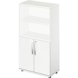 Schäfer Shop Schäfer Shop Select Kombischrank LOGIN, oben 2 Regale, unten 2 Ordnerhöhen mit Türen, B 800 x T 420 x H 5114 mm, weiß/weiß