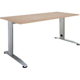 Sch&auml;fer Shop Sch&auml;fer Shop Select Schreibtisch LOGIN, manuell h&ouml;heneinstellbar, C-Fu&szlig;, B 1200 x T 800 x H 660-820 mm, Eiche/wei&szlig;alu