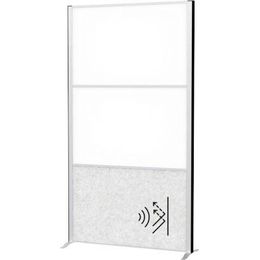 Maul Stellwandsystem Maulconnecto, 1 x Akustikvlies hell, 2 x Whiteboard, Klettverbindung, Standfu&szlig;, H 1800 x B 1000 mm, silber