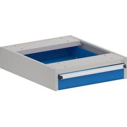 Schubladenblock treston 53/14, 1 abschlie&szlig;barer Schub, bis 60 kg, B 530 x T 640 x H 140 mm, Stahl, lichtgrau RAL 7035/brillantblau RAL 5007