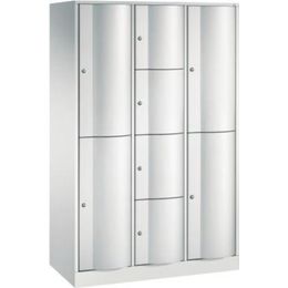 C+P Kombi-Schlie&szlig;fachschrank Resisto, 3 Abteile, 8 F&auml;cher, B 1148 x T 540 x H 1950 mm, Lichtgrau