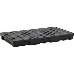 Auffangwanne f&uuml;r Kleingebinde CEMO 10/6, Volumen 33 l, f&uuml;r Regalfachma&szlig; 1000 x 600 mm, mit Gitterrost, mit Zulassung, stapelbar, Polyethylen, schwarz