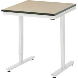 Rau Arbeitstisch Adlatus, elektrisch h&ouml;henverstellbar, 22 mm MDF-Platte, bis 150 kg, B 750 x T 800 x H 720-1120 mm, bRaun/lichtgRau