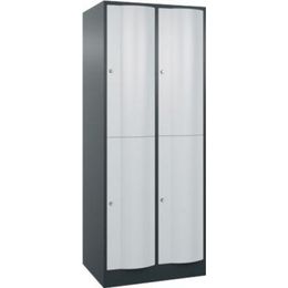 C+P Garderobenspind Resisto, 2 Abteile, 4 F&auml;cher, B 772 x T 640 x H 1950 mm, Anthrazitgrau/Lichtgrau