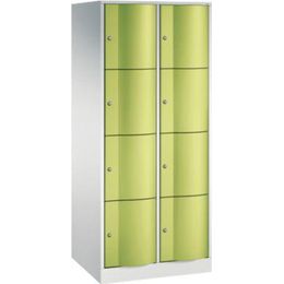 C+P Schlie&szlig;fachschrank Resisto, 2 Abteile, 8 F&auml;cher, B 772 x T 640 x H 1950 mm, Lichtgrau/Clowngr&uuml;n
