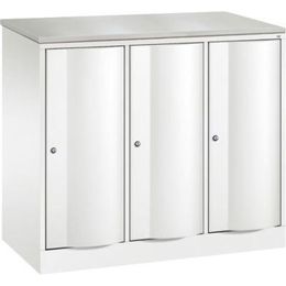 C+P Garderobenschrank Resisto, 3 Abteile, 3 F&auml;cher, B 1148 x T 540 x H 1077 mm, Verkehrswei&szlig;