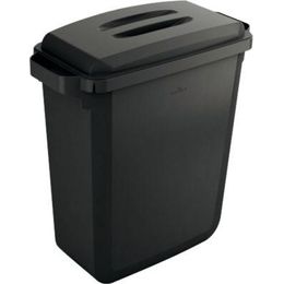 Abfallbeh&auml;lter Durable Durabin Eco, 60 L, mit Deckel, 2 Tragegriffe, B 590 x T 282 x H 600 mm, recycelter Kunststoff in Qualit&auml;t Blauer Engel, schwarz