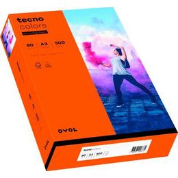 Farbiges Kopierpapier tecno colors, DIN A3, 80 g/m&sup2;, intensivorange, 500 Blatt