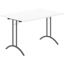 Sch&auml;fer Shop Sch&auml;fer Shop Select Klapptisch, Rechteck, Doppel-T-Fu&szlig;gestell, Spezial-Klappbeschlag & Bodenausgleich, B 1200 x T 800 x H 720 mm, wei&szlig;/anthrazit