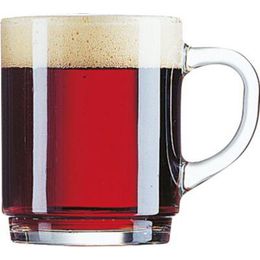 Arcoroc Daniel Henkelbecher 0,25 L, geh&auml;rtetes Glas, F&uuml;llstrich 0,2 L, stapelbar, H90&times;&Oslash;72 mm, transparent, 12 st