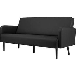 Dreisitzer Sofa meet by Paperflow LISBOA, desinfektionsmittelbest&auml;ndiger Kunstlederbezug schwarz, Fu&szlig;gestell schwarz, B 1590 x T 550 x H 430 mm