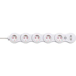 Fa.Brennenstuhl Steckdosenleiste Brennenstuhl Vario Power, 5-fach, 2x USB, IP20, 2100 mA, biegbar, f&uuml;r den Inneneinsatz, Polycarbonat