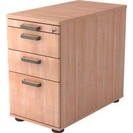Standcontainer TOPAS LINE, 2 Sch&uuml;be, 1 H&auml;ngeregistraturauszug, 1 Utensilienauszug, abschlie&szlig;bar, B 428 x T 800 x H 720-760 mm, Nu&szlig;baum-Dekor/Nu&szlig;baum-Dekor
