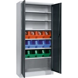 Sch&auml;fer Shop Sch&auml;fer Shop Select Materialschrank MSI 2409, mit 12 K&auml;sten LF 322, 6 Fachb&ouml;den, B 950 x T 400 x H 1935 mm, Stahl, wei&szlig;aluminium/anthrazitgrau