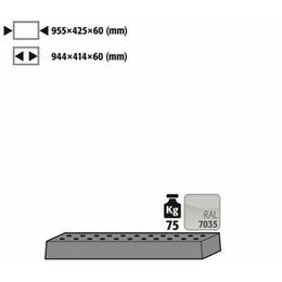 Lochblecheinsatz Standard f&uuml;r ASECOS Sicherheitsschr&auml;nke der UB90 und UB30 Serie, Stahlblech, lichtgrau, B 955 x T 425 x H 60 mm, bis 75 kg