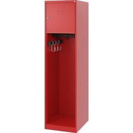 Feuerwehrspind C+P Evolo Youngster, 1 Abteil, ohne Helmhalter, Bodengleiter, B 400 x T 500 x H 1530 mm, RAL 3000 Feuerrot