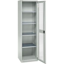 Sch&auml;fer Shop Sch&auml;fer Shop Genius Fl&uuml;gelt&uuml;renschrank FS, Stahl, Sichtfenster, L&uuml;ftungsl&ouml;cher, B 545 x T 520 x H 1950 mm, 5 OH, Lichtgrau/Lichtgrau, bis 250 kg