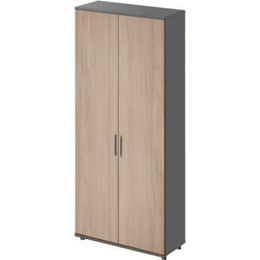 Sch&auml;fer Shop Sch&auml;fer Shop Genius Fl&uuml;gelt&uuml;renschrank TETRIS WOOD, 6 OH, H&ouml;he inkl. Gleiter, B 1000 mm, graphit/Eiche