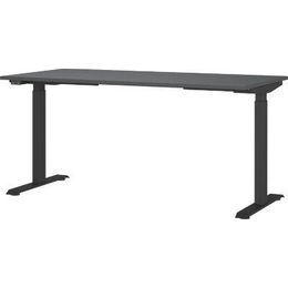 Schreibtisch Aalborg, elektrisch h&ouml;henverstellbar, Rechteck, bis 80 kg, T-Fu&szlig; Gestell, B 1600 x T 800 x H 720 &ndash; 1200 mm, graphit/schwarzgrau