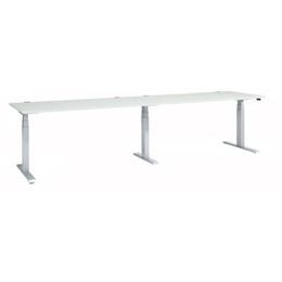 Sch&auml;fer Shop Sch&auml;fer Shop Select Schreibtisch ERGO-T 2.0 Big, elektr. h&ouml;henverstellbar, Rechteck, T-Fu&szlig;, B 3200 x T 800 x H 640-1300 mm, lichtgrau/wei&szlig;alu