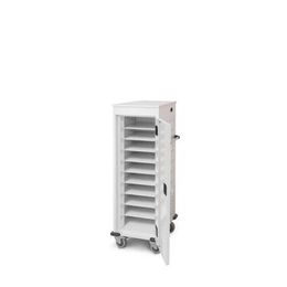 Laptopwagen mit Ladefunktion, 2-Punkt-Verriegelung, Feststellbremse, 10 F&auml;cher, B 530 x T 1250 x H 500, lichtgrau