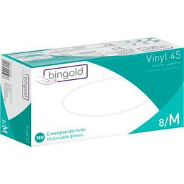 Schutzhandschuhe BINGOLD Vinyl 45, Einweg, latex- und puderfrei, unsteril, Vinyl, transparent, Gr&ouml;&szlig;e M, 100 St&uuml;ck
