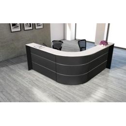 Winkeltheke Faro, mit Ablage- und Seitenplatten, melaminharzbeschichtet, ABS-Kanten, B 2320 x T 2320 x H 1120 mm, anthrazit/anthrazit