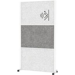 Maul Stellwandsystem Maulconnecto, Steckmodule, 2x Akustikvlies hell, 1x Akustikvlies dunkel, Klettverbindung, auf Rollen, H 1800 x B 1000 mm, wei&szlig;