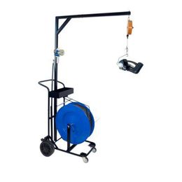 Abrollwagen BW-XL, f&uuml;r Kunststoffb&auml;nder aus PET & PP mit Kern-&Oslash; 406 mm, B 800 x T 650 x H 2210 mm, Stahl