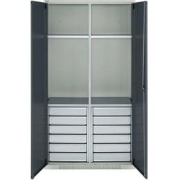 Sch&auml;fer Shop Sch&auml;fer Shop Genius Materialschrank FS, 5 OH, abschlie&szlig;bar, 4 Fachb&ouml;den/12 Sch&uuml;be, bis 450 kg, B 1055 x T 520 x H 1950 mm, Stahl, lichtgrau/anthrazitgrau