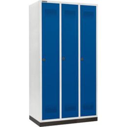 Sch&auml;fer Shop Sch&auml;fer Shop Genius Kleiderspind mit Sockel, 3 Abteile, 300 mm Abteilbreite, Sicherheitsdrehriegelverschluss, enzianblau