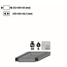 Auszugswanne Entsorgung f&uuml;r ASECOS Sicherheitsschr&auml;nke der Q30, Q90, S90, K90 Serie, Stahlblech, lichtgrau, B 332 x T 505 x H 50 mm, 7,5 l, bis 50 kg