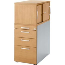 Sch&auml;fer Shop Sch&auml;fer Shop Genius Standcontainer mit Aufsatzschrank inkl. Schiebet&uuml;r, komplett abschlie&szlig;bar, runder Griff, buche