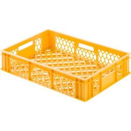 Euro Box B&auml;cker- und Cateringkasten (Gl&auml;serkasten), lebensmittelecht, Inhalt 25,3 L, durchbrochene Version, gelb-orange