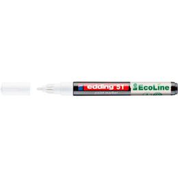 Lackmarker Edding 51 EcoLine, Schreibfarbe Wei&szlig;, Rundspitze, Strichst&auml;rke 1-2 mm, mit Kappe, wasserbasiert, nachf&uuml;llbar, 10 St&uuml;ck