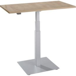 Sch&auml;fer Shop Beistelltisch Set Up, elektrisch h&ouml;henverstellbar, Monos&auml;ule, B 1000 x T 600 x H 635-1285 mm, Wildeiche/wei&szlig;alu